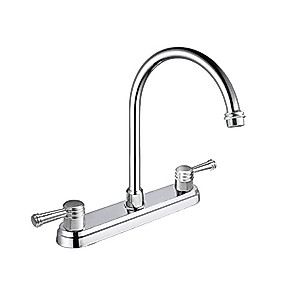 SOLVEX 2 Handle Kitchen Sink Faucet, High Arc 360 Swivel Stainless Steel Pipe 3 Hole Kitchen Faucet, Commercial Modern Chrome Kitchen Sink Faucet, US-SP-80078