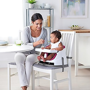 Ingenuity Baby Base 2-in-1 Booster Feeding and Floor Seat with Self-Storing Tray - Pink Flambe