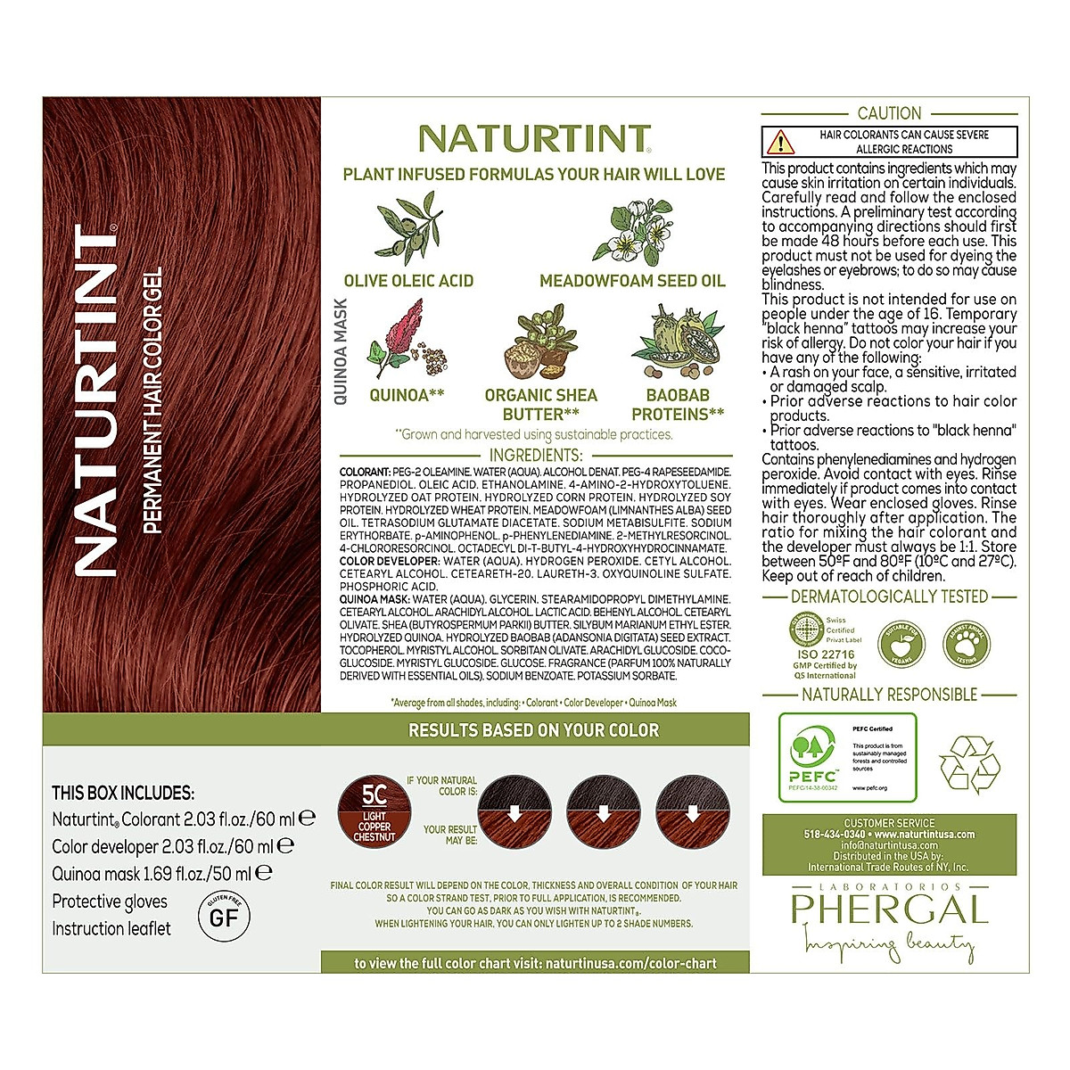 Naturtint 5C Light Copper Chestnut Permanent Hair Color (Pack of 1), Ammonia Free, Vegan, Cruelty Free, up to 100% Gray Coverage, Long Lasting Results (Packaging may vary)
