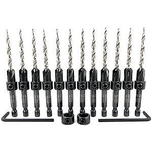 FTG USA Countersink Drill Bit Set for Wood with Tapered Drill Bit 12 Pc #8 (11/64")