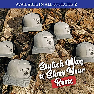 WYR Clothing - Snapback Hat with Minnesota Roots Design, Polyester Cotton Baseball Cap, Six-Panel Trucker Hats, Heather & Black Mesh