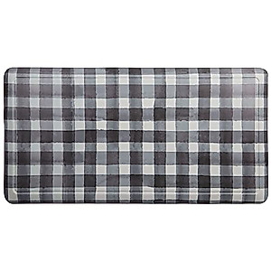 Home Dynamix Cat Cora Printed Embossed Gentle Step Buffalo Check French Country Kitchen Mat, Black/White, 19.6" x 39.3"