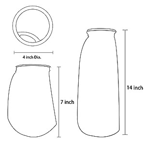 AQUA KT Aquarium 200um Micro Filter Sock Bag for DIY Fish Tank Filter System, 4 Inch Diameter Ring by 7 Inch Filter Sock Length, Pack of 4