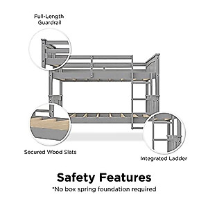 DHP Dorel Living Dylan Twin Wood Bed for Kids, Gray Bunk