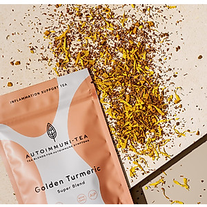 Organic Anti Inflammatory Turmeric Ginger Tea - AIP diet, Whole 30, Paleo friendly, Golden Tonic Herbal Blend - Ayurvedic rooibos herbs, 100% Organic Gluten-Free