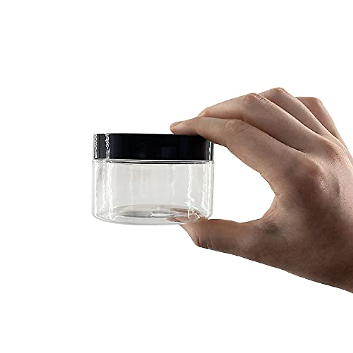 4 oz Plastic Pot Jars Round Clear Leak Proof Plastic Cosmetic Container Jars with black Lids for Cosmetic, Lotion, Cream, Eye shadow, 12 Pcs.