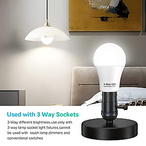 Gonhom ETL Listed 3 Way LED Light Bulbs Daylight White 5000K,30 70 100W Equivalent 3 Way Light Bulbs, A19 E26 Medium BaseThree Way Light Bulbs,Perfect for Reading,Indoor LED Bulb(4 Pack)