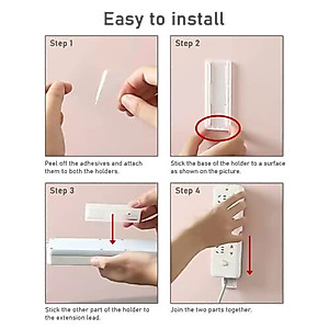 MISIY 2pcs Plug & Extension Socket Holder Plug Organiser Power Strip Holder Wall-Mount Lead Organiser Socket Holder (White)