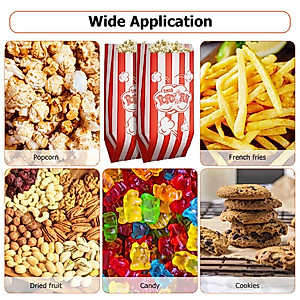 Microwave Popcorn Popper (Red) and 100 Pieces Paper Popcorn Bags | Silicone Popcorn Maker | Collapsible Microwavable Bowl | 100 pcs Food Grade Popcorn Bags for Movie Night & Birthday Party