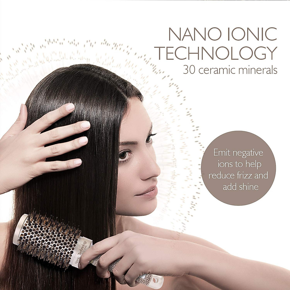 Baasha Hair Brush, Large 3 Inch Round Brush with Boar Bristle, Vented Ceramic Barrel, for Long Hair, Curly Hair, Salon Quality, 1 Count