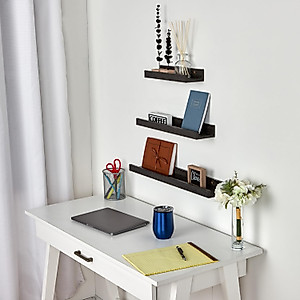 Home Basics 24" Floating Shelves, Wall Shelves for Bathroom, Living Room, Bedroom, Kitchen Decor, Shelves with Invisible Brackets (Onyx)