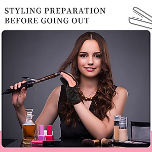 Heat Resistant Gloves for Hair Styling 2 Pcs Curling Wand Glove 3 Finger Barber Glove Reusable Hair Dye Heat Protector Glove (Black, Rose Red)