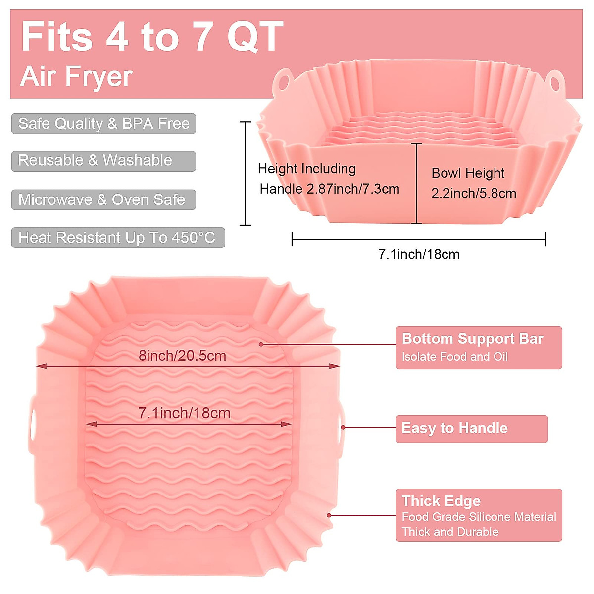 Silicone Air Fryer Liners 8inch 2PCS