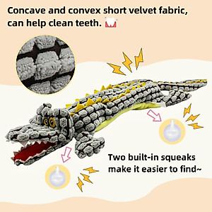 SOCOWVAKA 3PCS Crocodile Brothers Series Interactive Squeaky Dog Toy - Durable and Safe - Ideal for Puppies and Small Medium Dogs - No Stuffing, Easy to Clean, Promotes Dental Health -Lasting Playtime