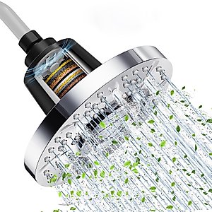 SR SUN RISE 7 Inch Anti-Clog High-Pressure Filtered Shower Head with 20-Stage Filter - Dermatologist Recommended for Softening Hard Water to Improve Hair and Skin Problems, Chrome