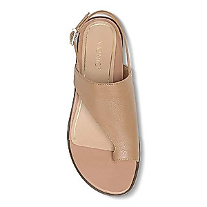 Vionic Women's Citrine Ella Flat Comfort Sandal- Supportive Adjustable Walking Sandals That Includes an Orthotic Insole and Cushioned Outsole for Arch Support, Nude 9 Wide
