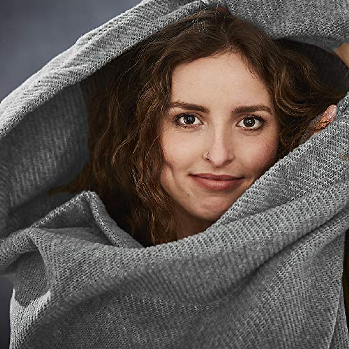 IBENA Simple Classic Solid Taupe Colored Throw Blanket Valencia