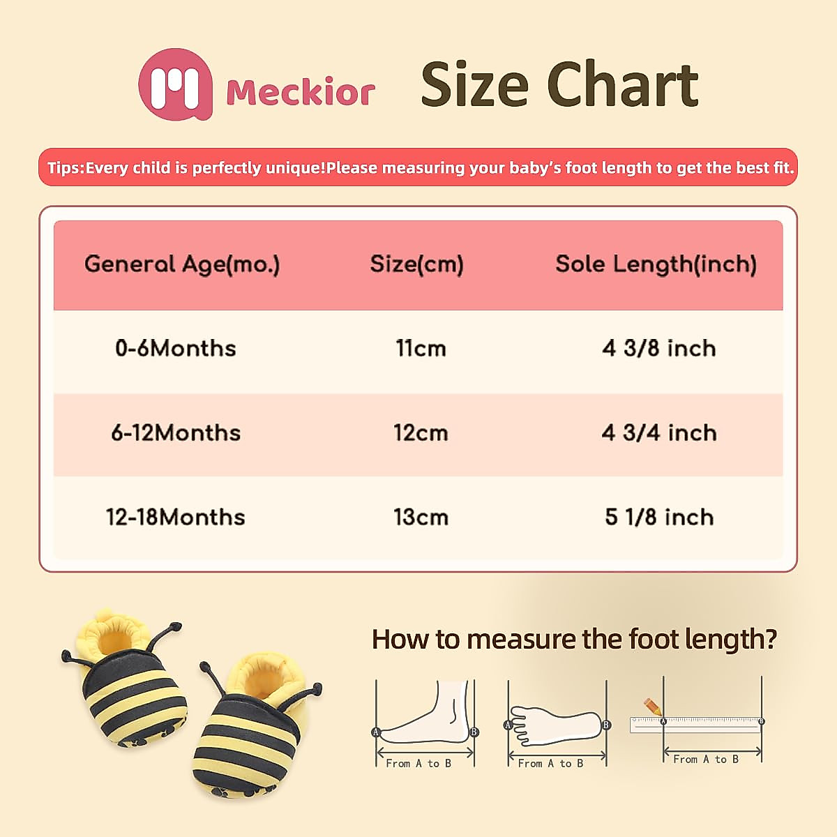 Meckior Save Beautiful Cute Cartoon Infant Unisex Baby Warm Cotton Anti-Slip Soft Sole First Walkers Shoes