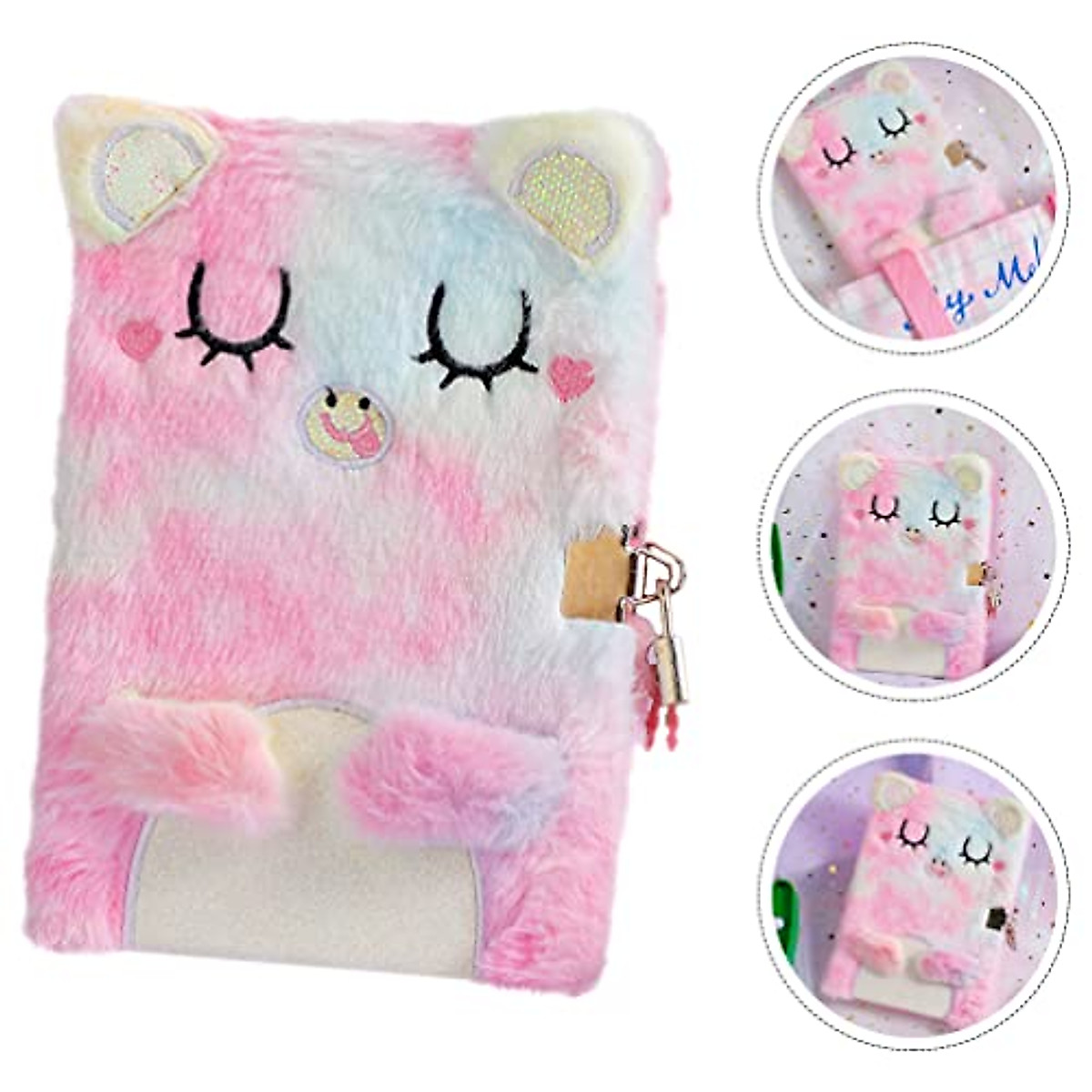 Tofficu Animal Notebook Pocket Notebook Plush Diary with Lock and Keys Secret Lock Diary Cute Writing Journal Lined Pages Journal Gift for Kids Girls Boys Mini Notebooks