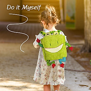 JERICETOY Toddler Backpack Cute Animal Mini Backpacks for Kids Preschool Ages 3+, Plush Backpack Preschool Backpack for3 4 5 6 Year Old Kids Gift- Frog