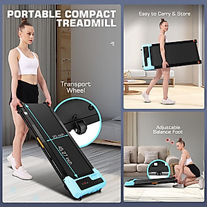 ANCHEER Walking Pad Treadmill Under Desk, 2 in 1 Portable Treadmill, Walking pad Treadmill 2.5 HP for Home/Office, 300+ lb Capacity, LED Screen and Remote Control, Dual Shock Absorption