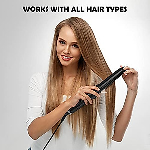 CNAIER 2-in-1 Hair Straightener Curling Iron 1 Inch Produces Classic Curls and Straightening – for use on Short, Medium, and Long Hair, Curls Beautifully & Straightens Well