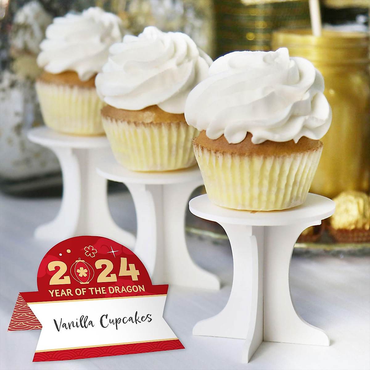 Big Dot of Happiness Lunar New Year - 2024 Year of the Dragon Tent Buffet Card - Table Setting Name Place Cards - Set of 24