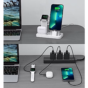 Tiitarn 3 in 1 Charging Station for iPhone AirPods Apple Watch Charger Stand Dock for Multiple Devices Compatible with iWatch SE/7/6/5/4/3/2/1 iPhone Series AirPods