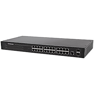 Intellinet 24 Port Web Managed Gigabit Ethernet Switch with 2 SFP Ports –with 19" Rackmount Brackets, SNMP Management and Remote Monitoring, Metal Housing, Fanless & Quiet–3 Yr Mfg Warranty-560917