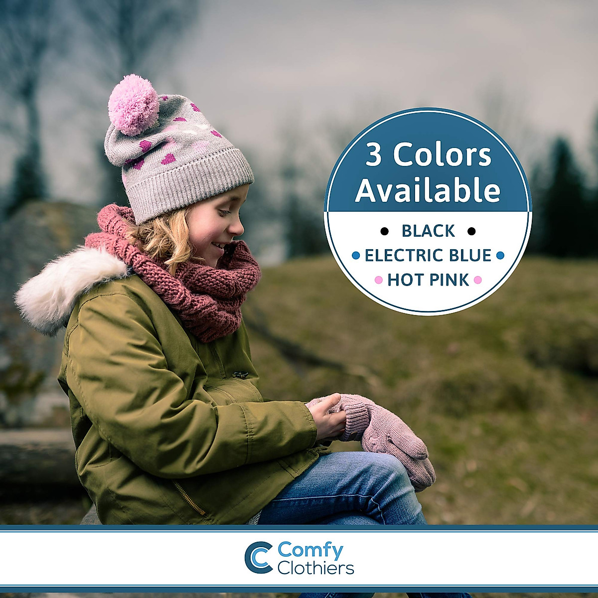 Comfy Clothiers Elastic Mitten Clips for Kids Gloves and Adults - Glove Clips for Kids, Mitten Clips for Adults and Kids - Kids Glove Clips - Mitten Clip - Clip for Gloves (Multi-Color 3-pack)