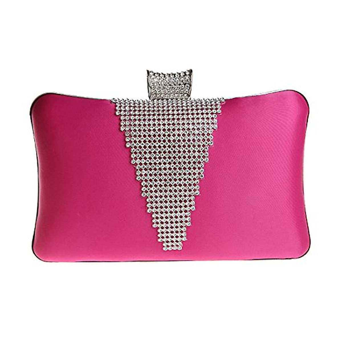 Snowskite Women's Luxury Crystals Beaded Wedding Evening Formal Cocktail Clutch Purse Bag Fuchsia
