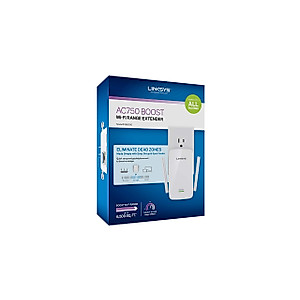 Linksys WiFi Extender, WiFi 5 Range Booster, Dual-Band Booster, Compact Wall Plug Design, 1,000 Sq. ft Coverage, Speeds up to (AC750) 750Mbps - RE6300