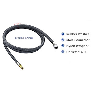 Pull-down Faucet Replacement Hose 131381,Replacement 67 inches Hose Kit for Moen Kitchen Faucet, Chrome