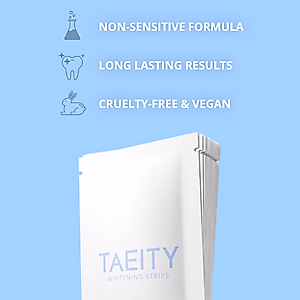 Taeity Teeth Whitening Strips - Non-Sensitive & Strong Formula (28 Strips, 14 Treatments)