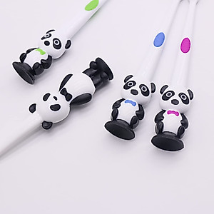 Clypolly Kids Panda Toothbrush,Child Sized Brush Heads, Soft Bristle with Animal Suction Cup Fun & Easy Storage for Toddlers Girls and Boys 3-12 Years Pack of 12