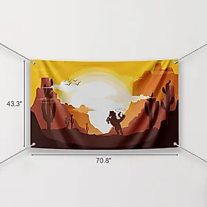 Western Party Decorations - Includes Photography Backdrop & 10 Photo Booth Props with Sticks - Wild West Cowboy Party Banner Birthday Supplies