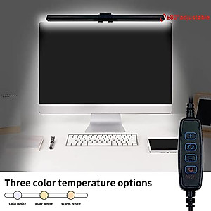 Monitor Light Bar, Monitor Lights USB Powered LED Computer Light, 3 Switchable Light Modes, Dimmable Monitor Lamp, Computer Monitor Light for Desk/Office/Home, Black