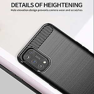 KOARWVC Phone Case for Realme 7 Pro Case RMX2170 Case Carbon Fiber Shockproof Rugged Shield Anti-Scratch Soft TPU Back Cover Protective Cases for Realme 7 Pro (Black)