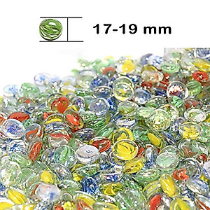 Flat Glass Marbles for Vases - 5 LB Cats Eyed Mixed Red Yellow Green Decorative Stone Beads for Vases, Crafts, Table Scatter, Aquarium Fish Tank Pebbles, Centerpieces, Gem Décor, Floral Displays