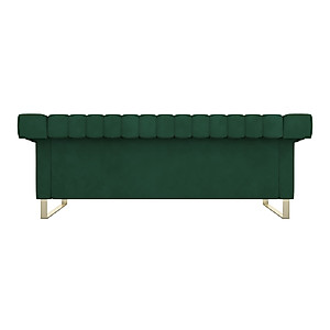 MGH Modern Velvet Sofa,Channel Tufted Velvet Sofa Couch with Stainless Steel Base and Comfortable Cushion,83.86“ Lx 30.71“ Wx 30.51“ H (Green)