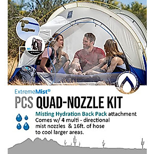 ExtremeMist Portable Misting System Nozzle Kit - Compatible with PCS Mist Pump | 4 Nozzles, 16ft Mist Line, 4ft Feed Line, Mounting Clips, Ties & Connectors | Misting Nozzles for Tents, Patios, & More