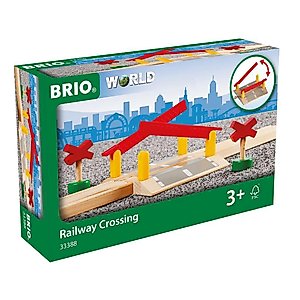 BRIO World 33388-4 Piece Railway Crossing Set | Fun and Interactive Wooden Train Accessory for Kids | Enhances Creativity and Motor Skills | FSC-Certified Eco-friendly Toy for Ages 3 and Up