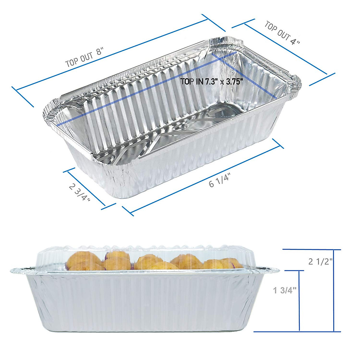 Disposable Loaf Pan with Lid for Baking - 1.5 Lb Disposable Bread Pans - Meatloaf Pans – 50 Pans and 50 Clear Lids - Perfect for Baking Cakes, Bread, Meatloaf…