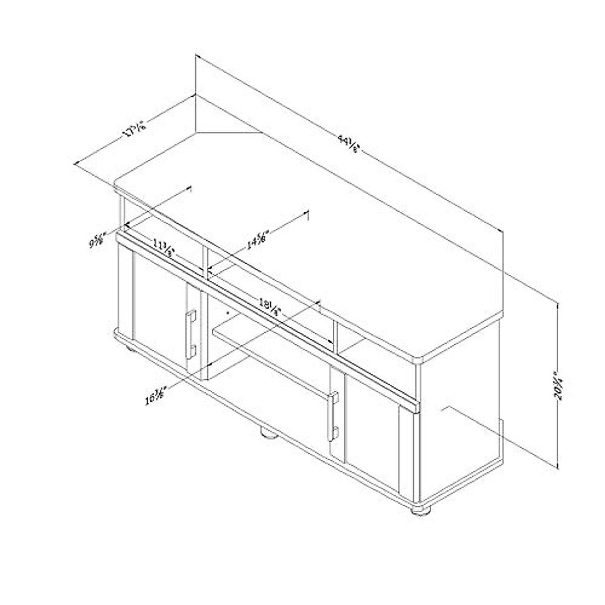 South Shore Exhibit Corner TV Stand with Sliding Doors for TVs up to 42", Gray Oak
