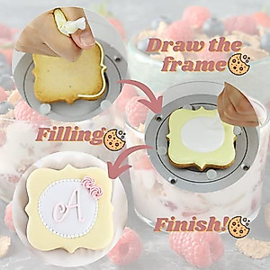 Crethinkaty 4PCS Plastic Bless Plaque Frame Pastry Biscuit Cookie Cutter Cake Fondant Cutters Mold Wedding Birthday Baby Party Baking（Style B）