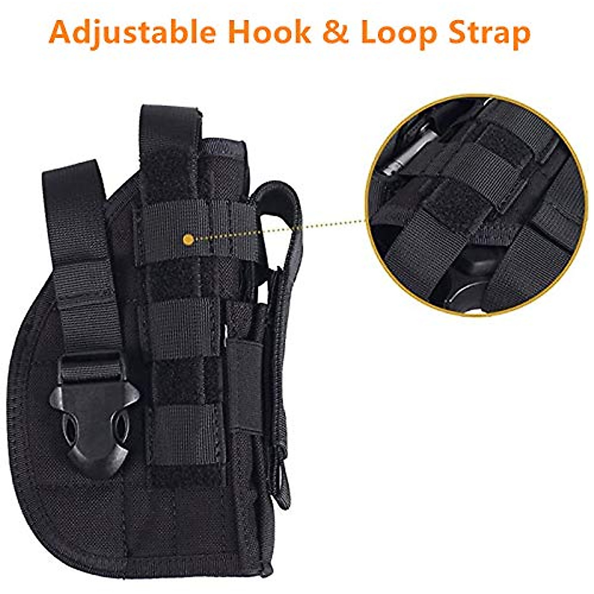 ACEXIER Universal Tactical Gun Holster Right Hand Molle Pistol Holster Combat Airsoft Waist Belt Holster for 1911 45 92 96 Glock(Black)