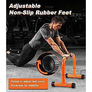 TABEKE Push Up Bar, 12" High Parallettes Bars & Dip Bar With Full-Cover Foam Handles, No Wobbling Calisthenics Equipment For Handstand, L-Sit, Gymnastics, Strength Training Home Gym