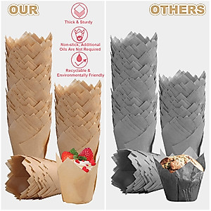 ABuff 200 Pcs Tulip Cupcake Liners for Baking Premium Baking Cup Muffin Liners, Tulip Cupcake Wrappers for Party, Wedding, Christmas, Birthdays and Baby Showers - Will Not Curl or Burn