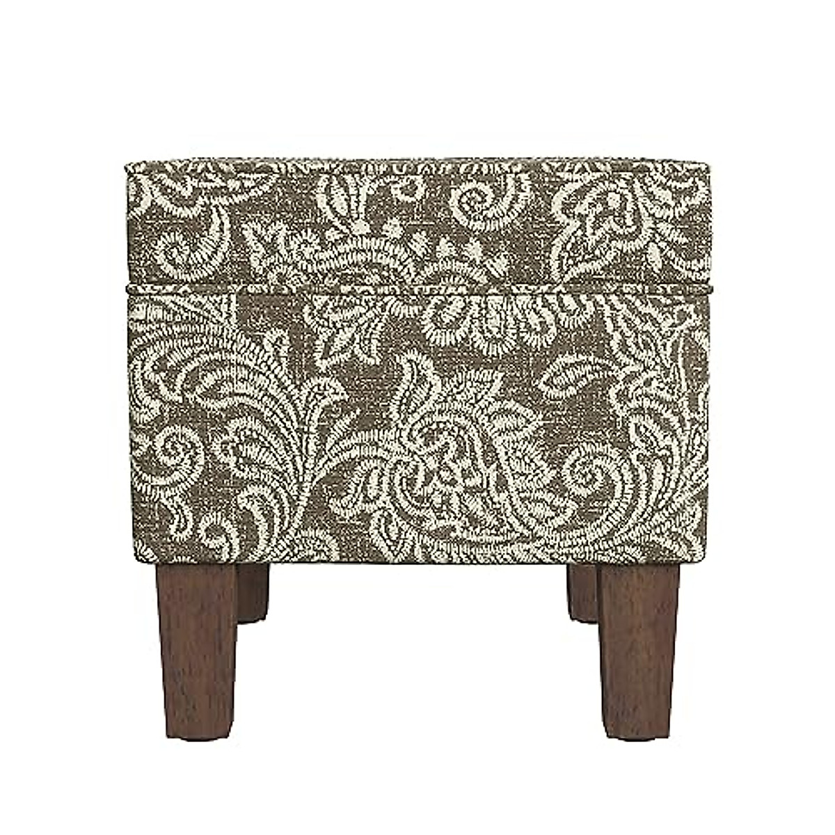 HomePop Home Decor |K7646-A880| Upholstered Modern Rectangular Storage Ottoman | Hinged Lid Ottoman with Storage for Living Room & Bedroom, Brown Jacobean Print