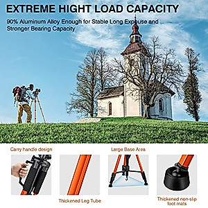 Victiv 72 inch Camera Tripod, Tall Tripod for Camera Cell Phone, Heavy Duty Camera Tripod Stand, Professional Aluminum Monopod, Compatible with DSLR Cameras, Binocular, Spotting Scopes - Orange